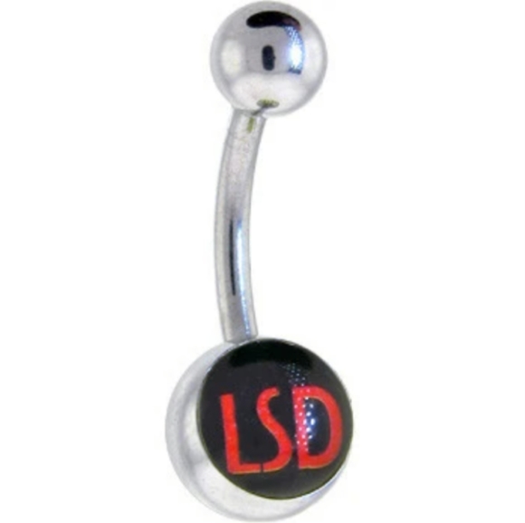 Body Candy | Jewelry | Body Candy Black Red Lsd Logo Belly Ring | Poshmark